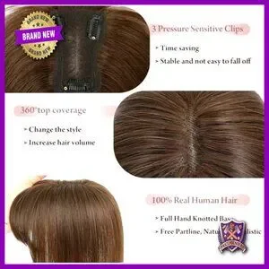 Accessories | Human Hair Topper With Bangs Swiss Base Hairpiece For ...